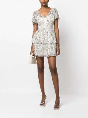 SELF-PORTRAIT Sequined Tiered Minidress