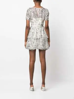 SELF-PORTRAIT Sequined Tiered Minidress