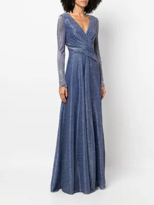 Talbot Runhof Metallic V-neck Gown