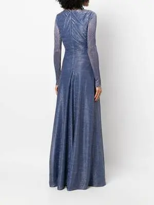 Talbot Runhof Metallic V-neck Gown