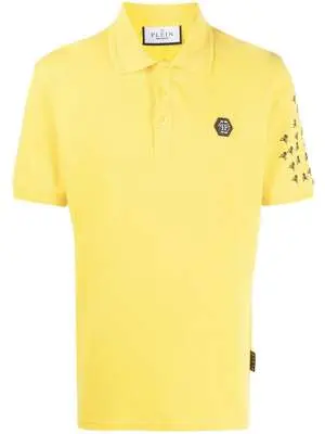 Philipp Plein Skull And Bones Cotton Polo Shirt - Yellow