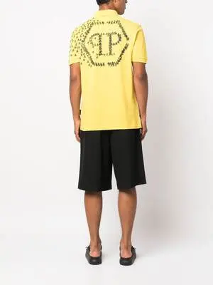 Philipp Plein Skull And Bones Cotton Polo Shirt - Yellow