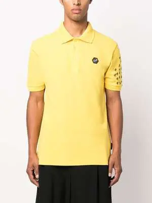 Philipp Plein Skull And Bones Cotton Polo Shirt - Yellow
