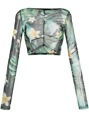 Philipp Plein Hawaii-print Cropped Top - Green