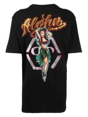 Philipp Plein Hawaii-print Long-line T-shirt