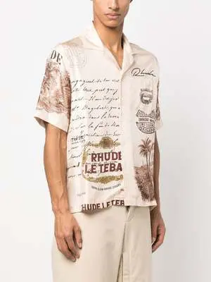 Rhude Cigar-print Short-sleeve Shirt