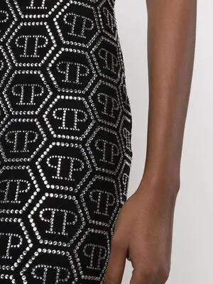 Philipp Plein Crystal-embellished Monogram Mini Skirt