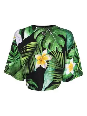 Philipp Plein Floral-print Cropped T-shirt