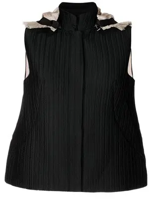 Shiatzy Chen Mulberry-silk Hooded Vest - Black