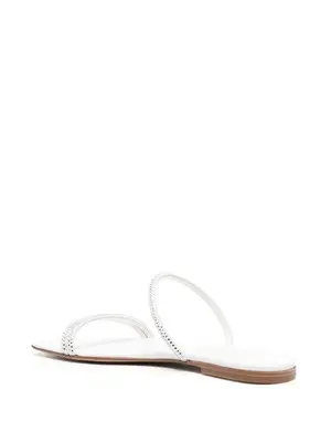 GIANVITO ROSSI Cannes Leather Slip-on Sandals - White