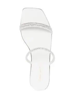 GIANVITO ROSSI Cannes Leather Slip-on Sandals - White