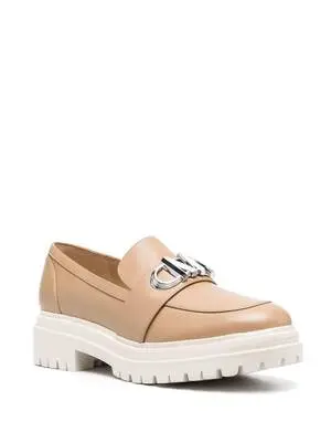 Michael Kors Parker Logo-plaque Leather Loafers - Brown