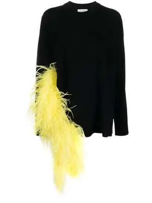 Attico Blanche Feather-detail Jumper - Black