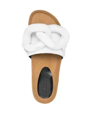 JW Anderson Chain-link Leather Slides - White