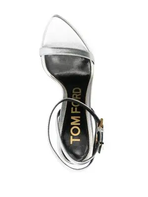 TOM FORD 105mm Padlock Metallic Open-toe Sandals