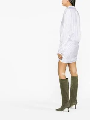 Attico Hatty Striped Shirt Dress - White