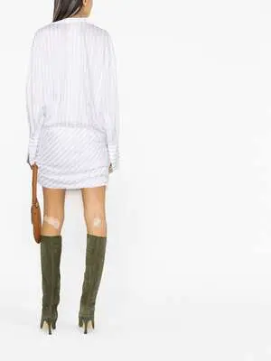 Attico Hatty Striped Shirt Dress - White