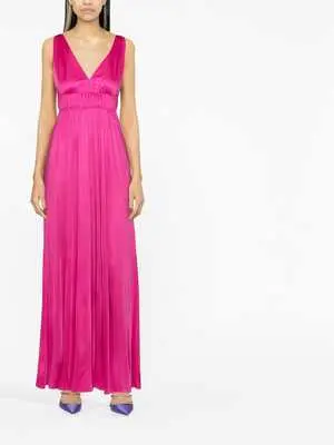P.a.r.o.s.h V-neck Pleated Maxi Dress - Pink