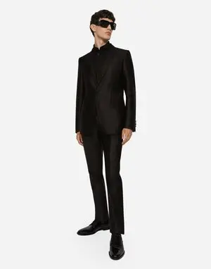 Dolce & Gabbana Cotton Poplin Gold-fit Tuxedo Shirt - Black