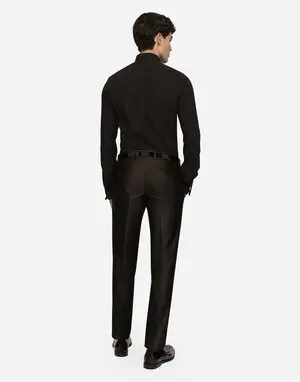 Dolce & Gabbana Cotton Poplin Gold-fit Tuxedo Shirt - Black