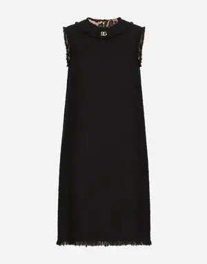 Dolce & Gabbana Raschel Tweed Calf-length Dress With Dg Logo
