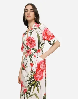 Dolce & Gabbana Carnation-print Poplin Shirt Dress