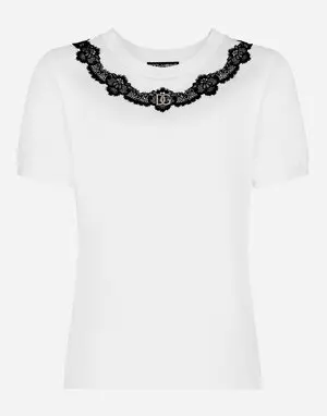 Dolce & Gabbana Jersey T-shirt With Dg Logo And Lace Inserts