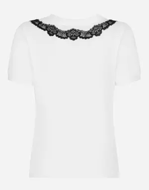 Dolce & Gabbana Jersey T-shirt With Dg Logo And Lace Inserts