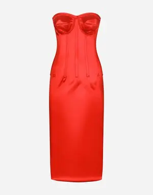Dolce & Gabbana Satin Corset Midi Dress