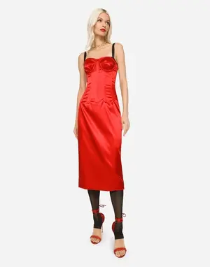 Dolce & Gabbana Satin Corset Midi Dress