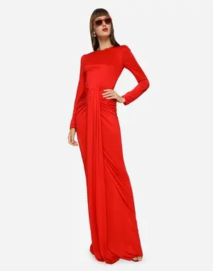 Dolce & Gabbana Long Organzine Draped Dress