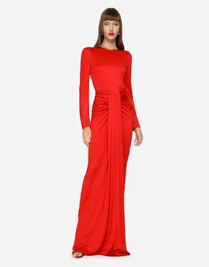 Dolce & Gabbana Long Organzine Draped Dress