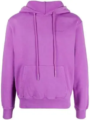 Off-White Logo Print Cotton Hoodie - Purple