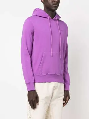 Off-White Logo Print Cotton Hoodie - Purple