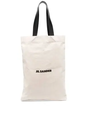 JIL SANDER Logo-print Linen Tote Bag - Neutrals
