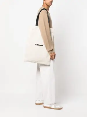 JIL SANDER Logo-print Linen Tote Bag