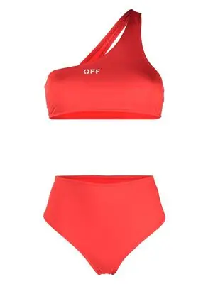 Off-White One-shoulder High-waisted Bikini