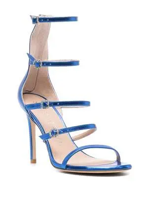 STUART WEITZMAN 100mm Crystal-buckle Metallic Sandals