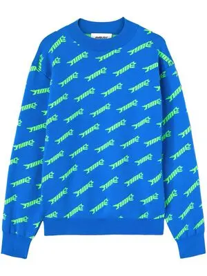 AMBUSH Logo-intarsia Crew-neck Jumper - Blue