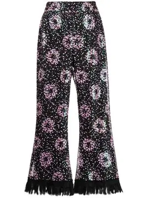 Anna Sui Cropped Sequin-embellished Trousers