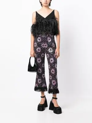 Anna Sui Cropped Sequin-embellished Trousers