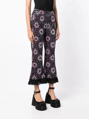 Anna Sui Cropped Sequin-embellished Trousers