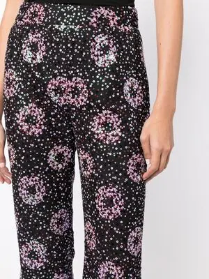 Anna Sui Cropped Sequin-embellished Trousers