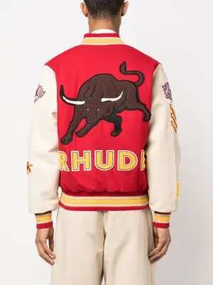 Rhude Bull Market Varsity Jacket - Red