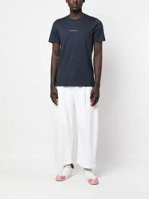 Marni Logo-print Cotton T-shirt - Blue
