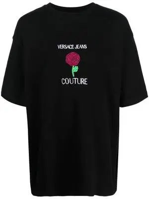 Versace Floral-embroidered Cotton T-shirt