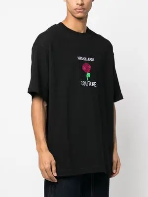 Versace Floral-embroidered Cotton T-shirt