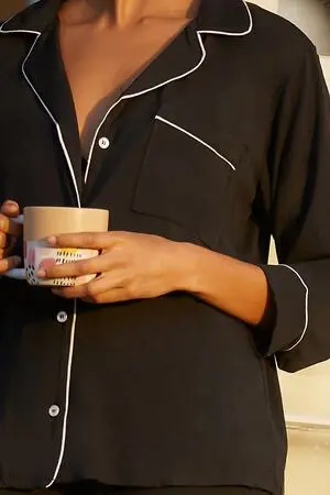 Eberjey Gisele Long-sleeve Pajama Set - Black