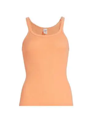 RE/DONE Women's Cotton Rib-Knit Tank Top - Pear  Apricot