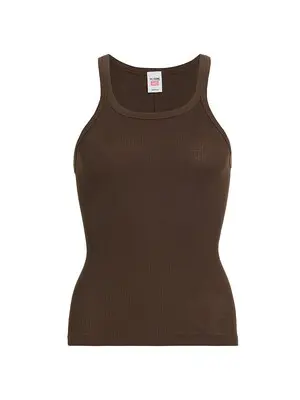 RE/DONE Women's Cotton Rib-Knit Tank Top - Pear  Cocoa